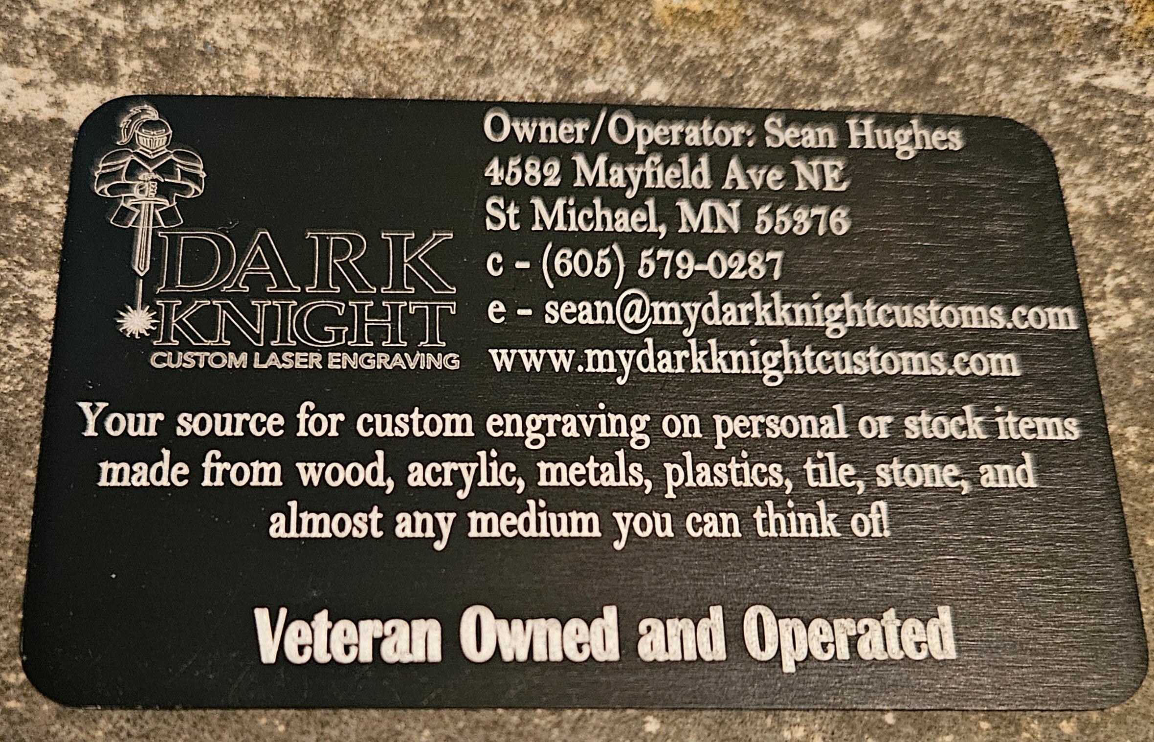 Metal Business Cards – Dark Knight Custom Laser Engraving